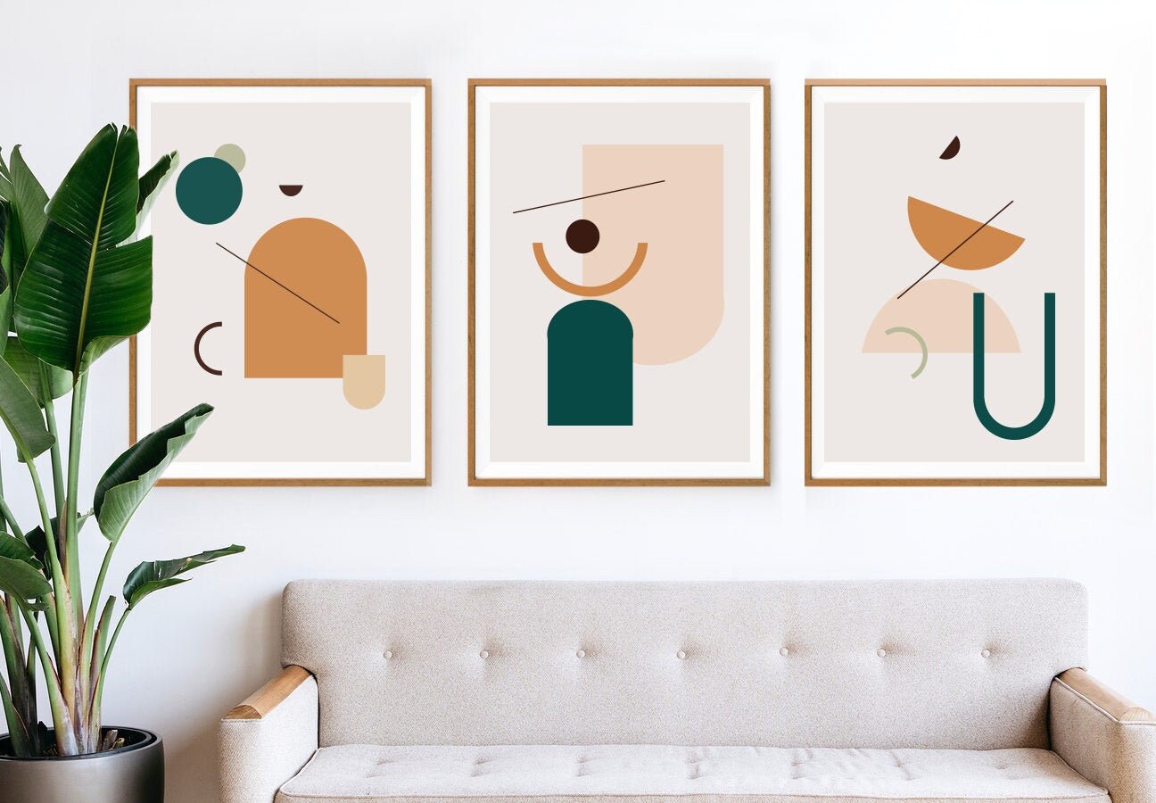 Abstract art set of 3 Modern Art Abstract wall art GALLERY | Etsy