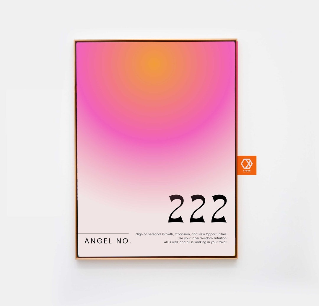 222 Angel Number Print Aura Wall Art Meditation Wall Art Numerology ...