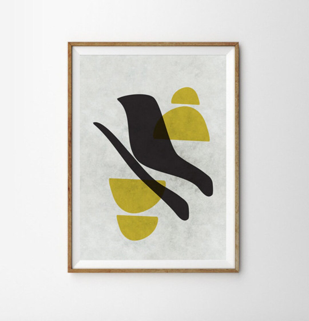 Chartreuse Art Retro Poster Geometric Art Mid Century Art Print ...