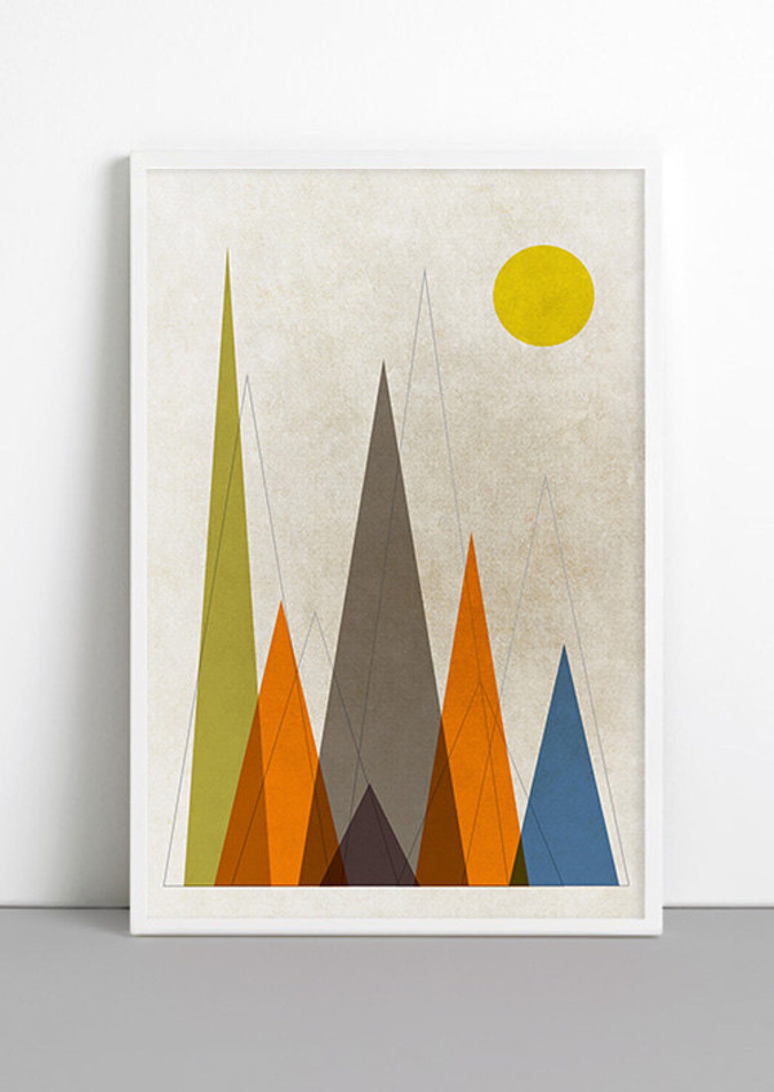 Geometric Mountain Art Retro Print Mountains Are Calling - Etsy