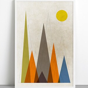 Geometric Mountain Art Retro Print Mountains Are Calling Triangle ...