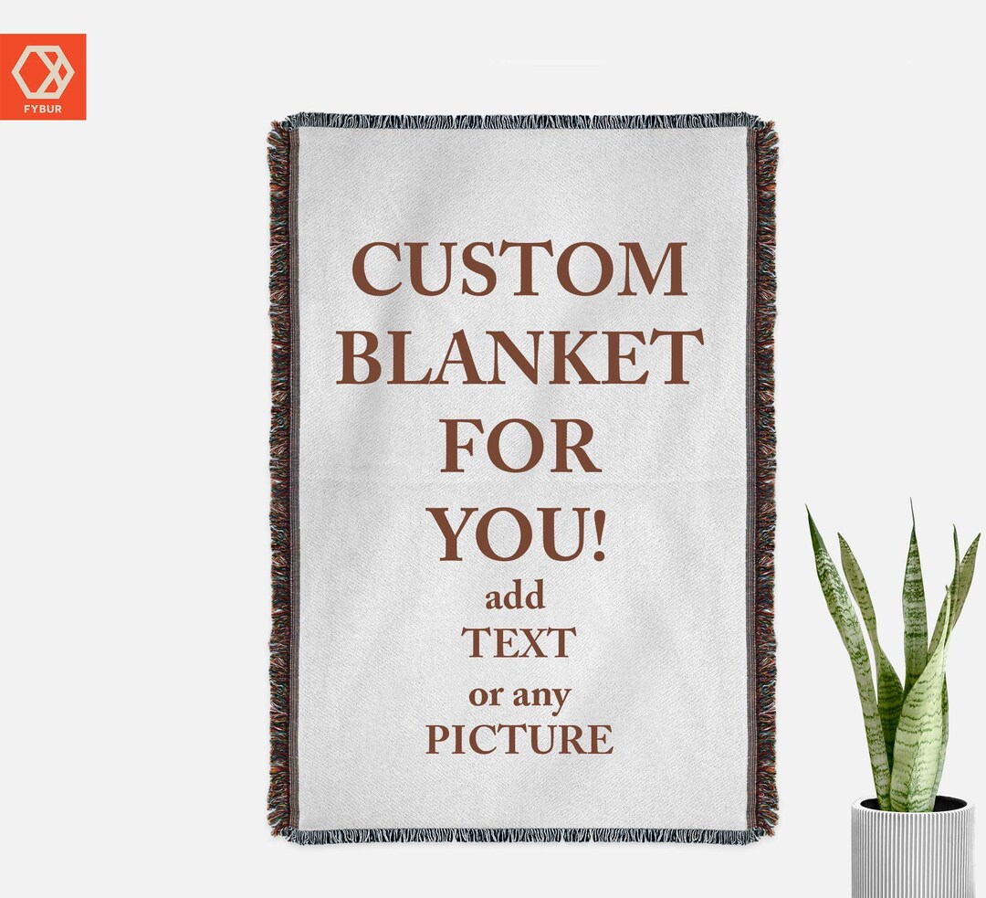 Customizable Woven Blanket Add Your PHOTO or TEXT | Personalizable ...