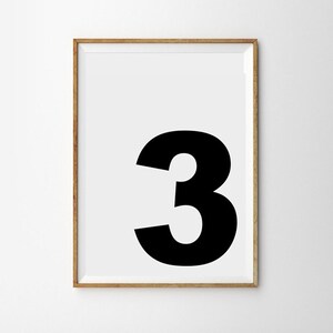 Bold DIGIT Numbers Poster Date Art Wall Number Modern Decor ...