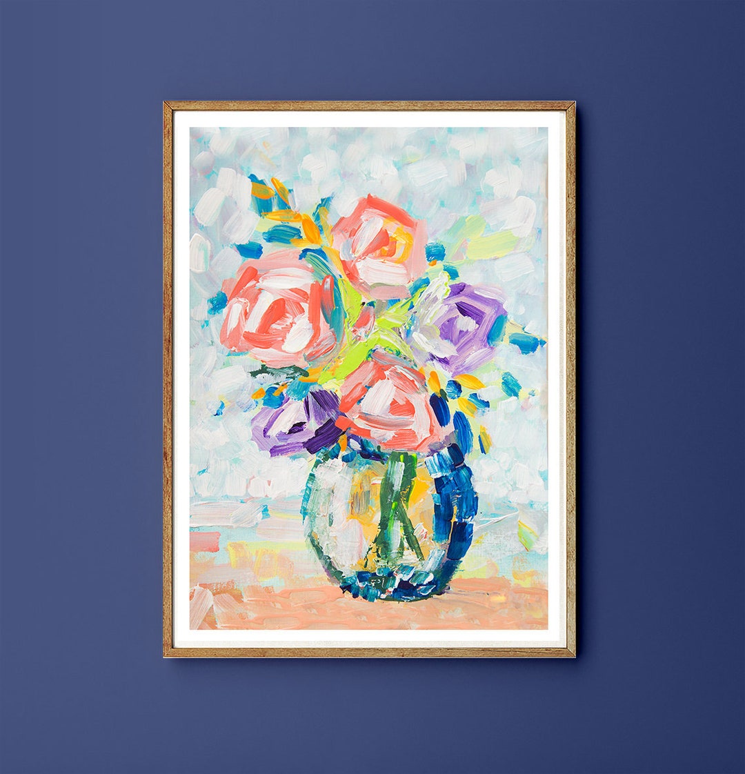 Flower Vase Art Vase Print Floral Art Painting Print Peony Art Still ...