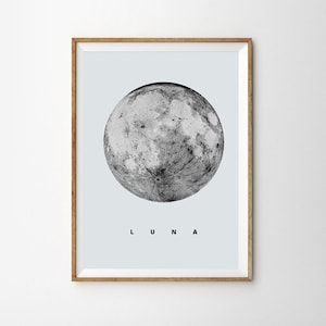 Luna Print Full Moon Poster Geometric Art Super Moon Sky Space Stars ...
