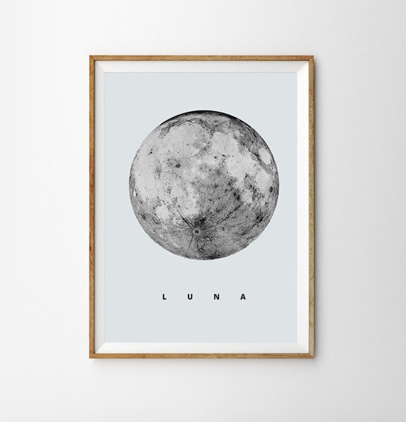 Luna Print Full Moon Poster Geometric Art Super Moon Sky Space | Etsy