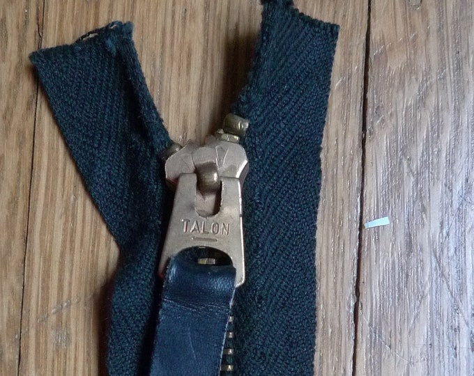 12 Inch 1930s-40s Talon Non-separating Zipper With Leather Pull ...
