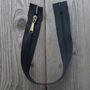 15 Inch Talon 1960s Brass Pull / Black Non-separating Zipper perfect ...