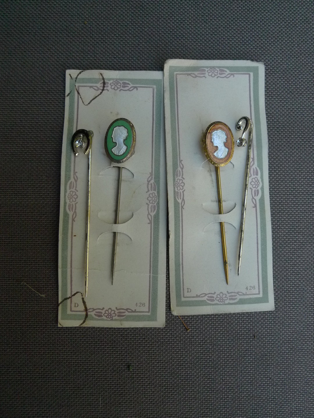 Set of 4 Victorian Ascot Pins or Hats Pins on Original Cards - Etsy