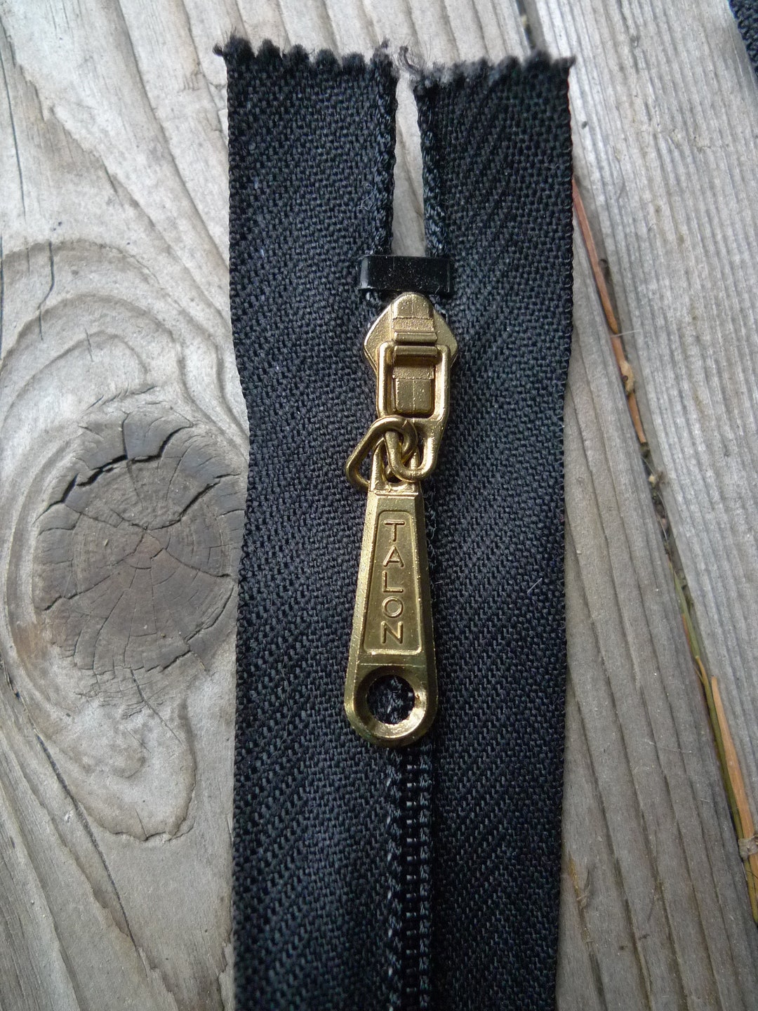 15 Inch Talon 1960s Brass Pull / Black Non-separating Zipper perfect ...