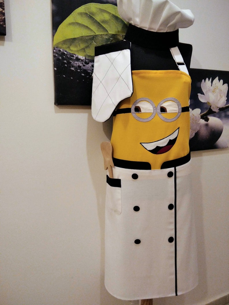 Chef Minion-inspired White Apron Fun and Functional Kitchen Attire - Etsy