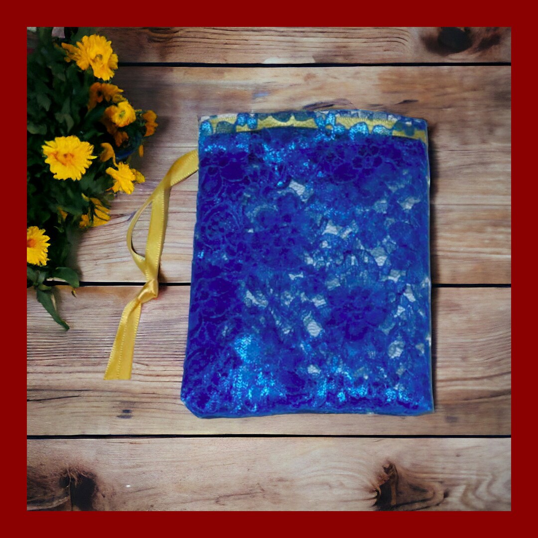 6x8" Turquoise Blue Lace Drawstring Bag Pouch for Cards, Potpourri ...