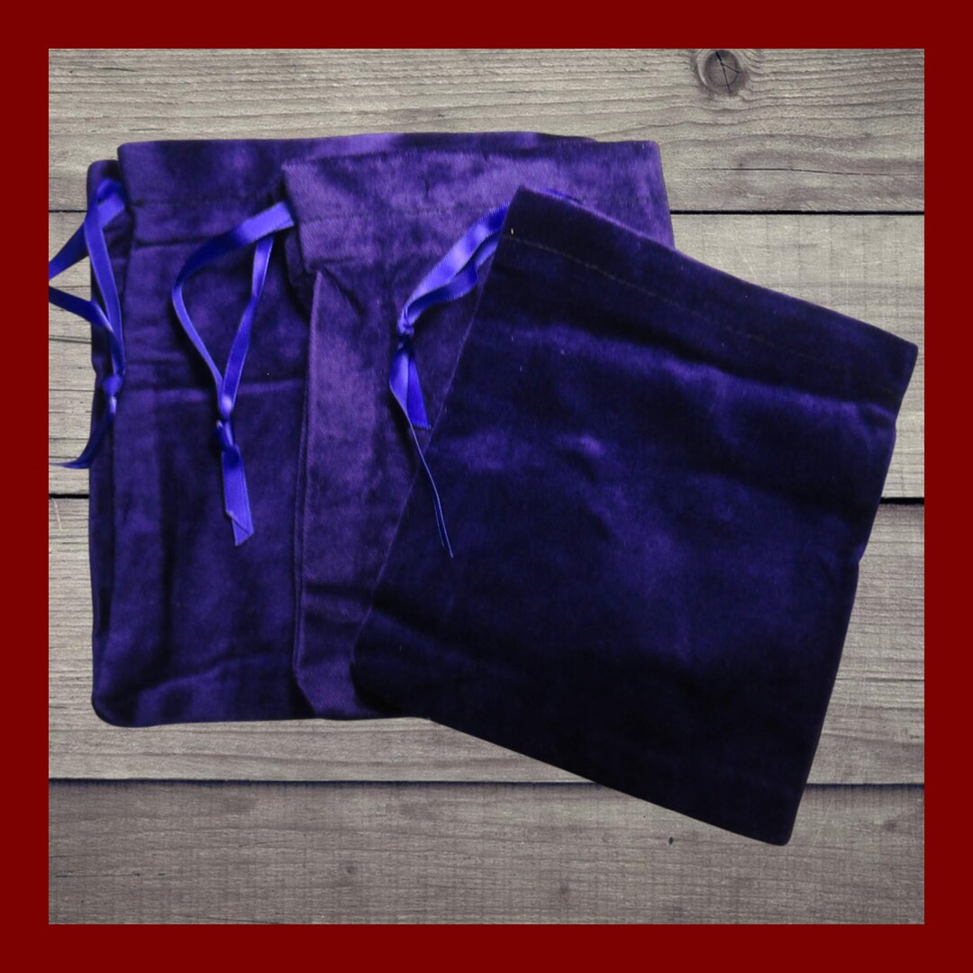 3 Purple Velvet Bags. Large Cotton Velvet Fabric Drawstring Bags ...