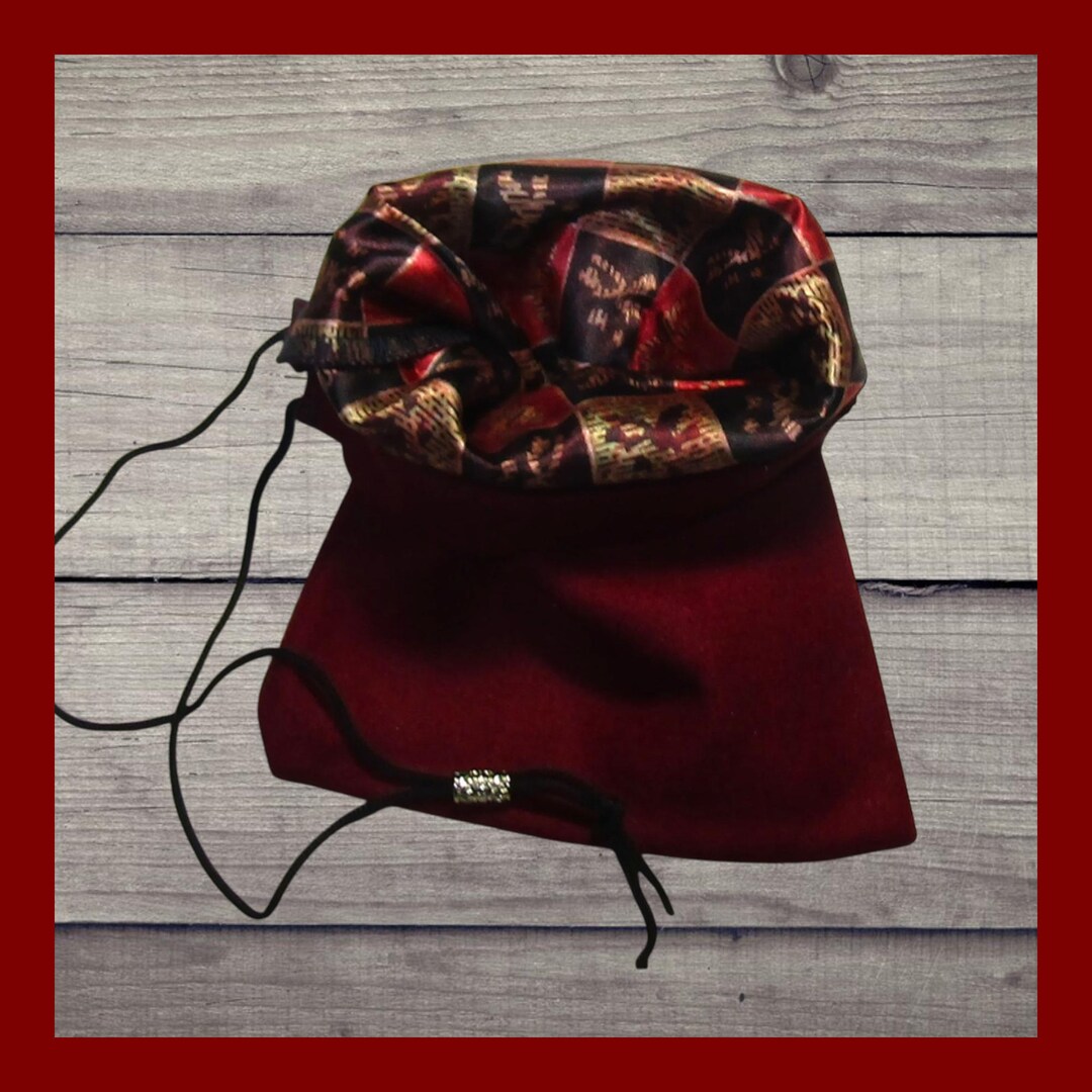 Strange Fabric Lined Drawstring Bag. Large 6x9 Dark Red Storage Bag ...
