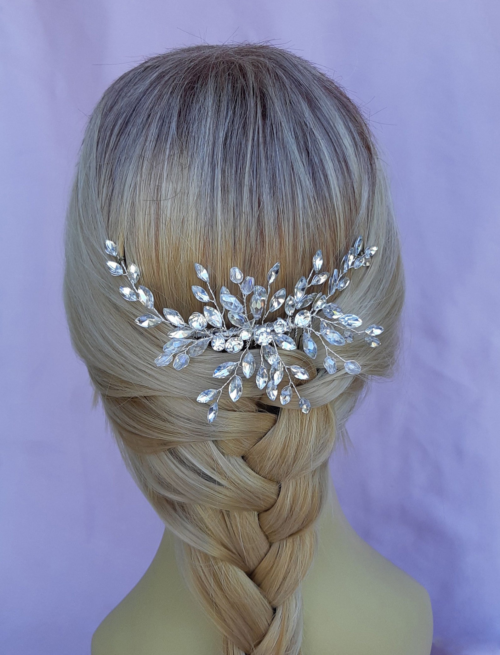 Silver crystal hair comb crystal wedding hair piece crystal | Etsy