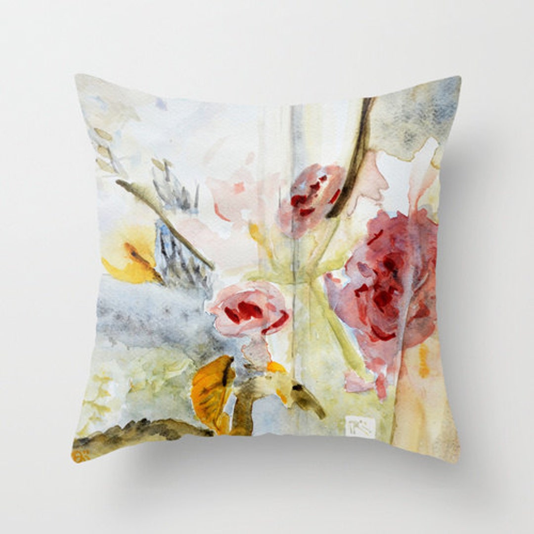 Cushion Cover With Fine Art Print. Delicate Blossom Painting ...