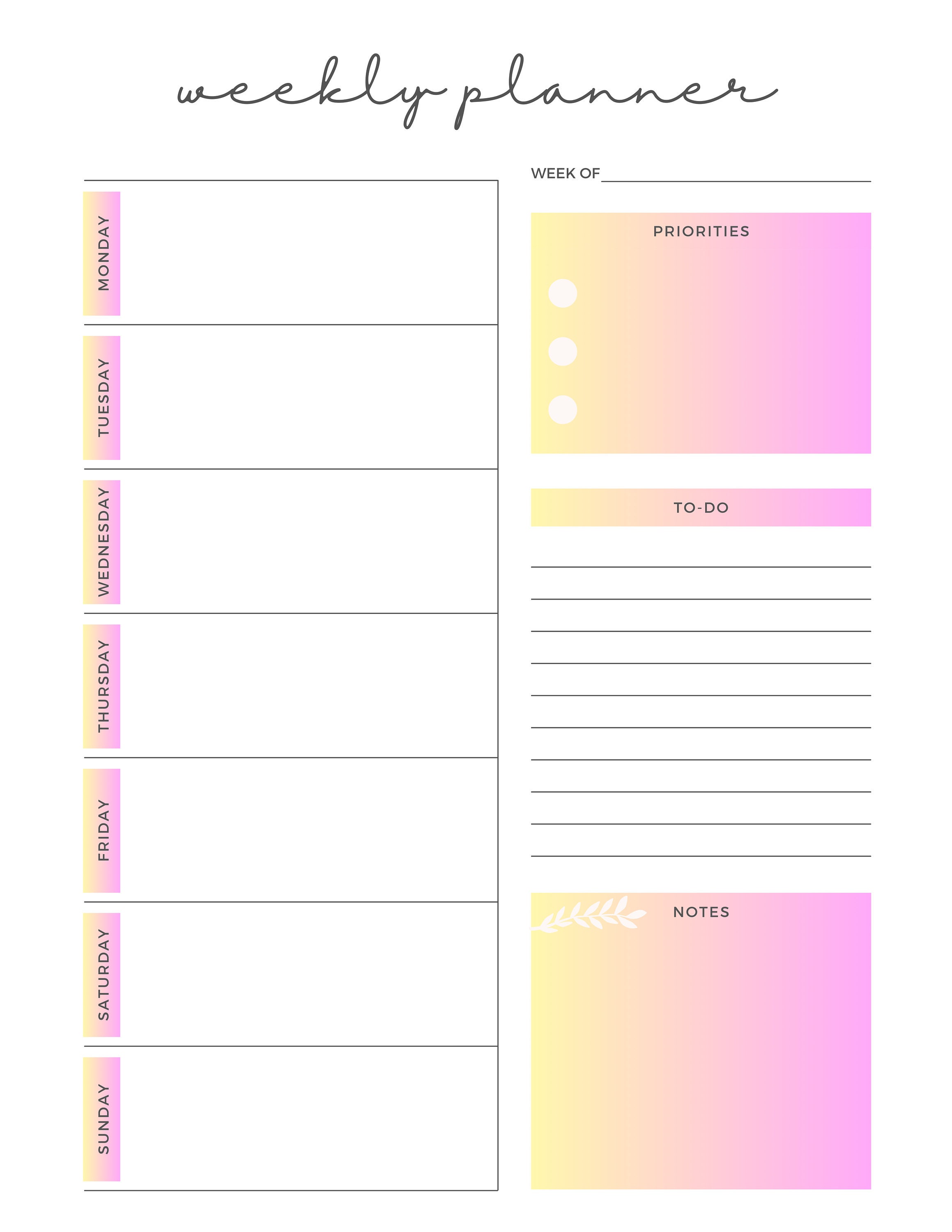 Digital Weekly Planner Template | Plan Your Week | Digital Planner - Etsy