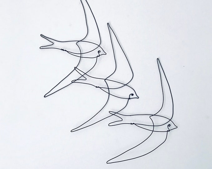 Three Swifts in Flight, Swift Sculpture, Wire Sculpture, Swift Gift ...