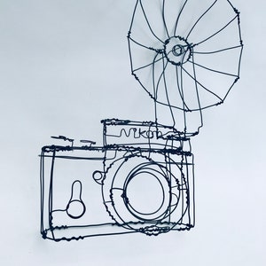 Antique Camera Sculpture, Wire Camera Sculpture, Wire Sculpture, Camera ...