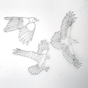 Three Crows in Flight, Crow Sculpture, Bird Sculpture, Bird Art, Bird ...
