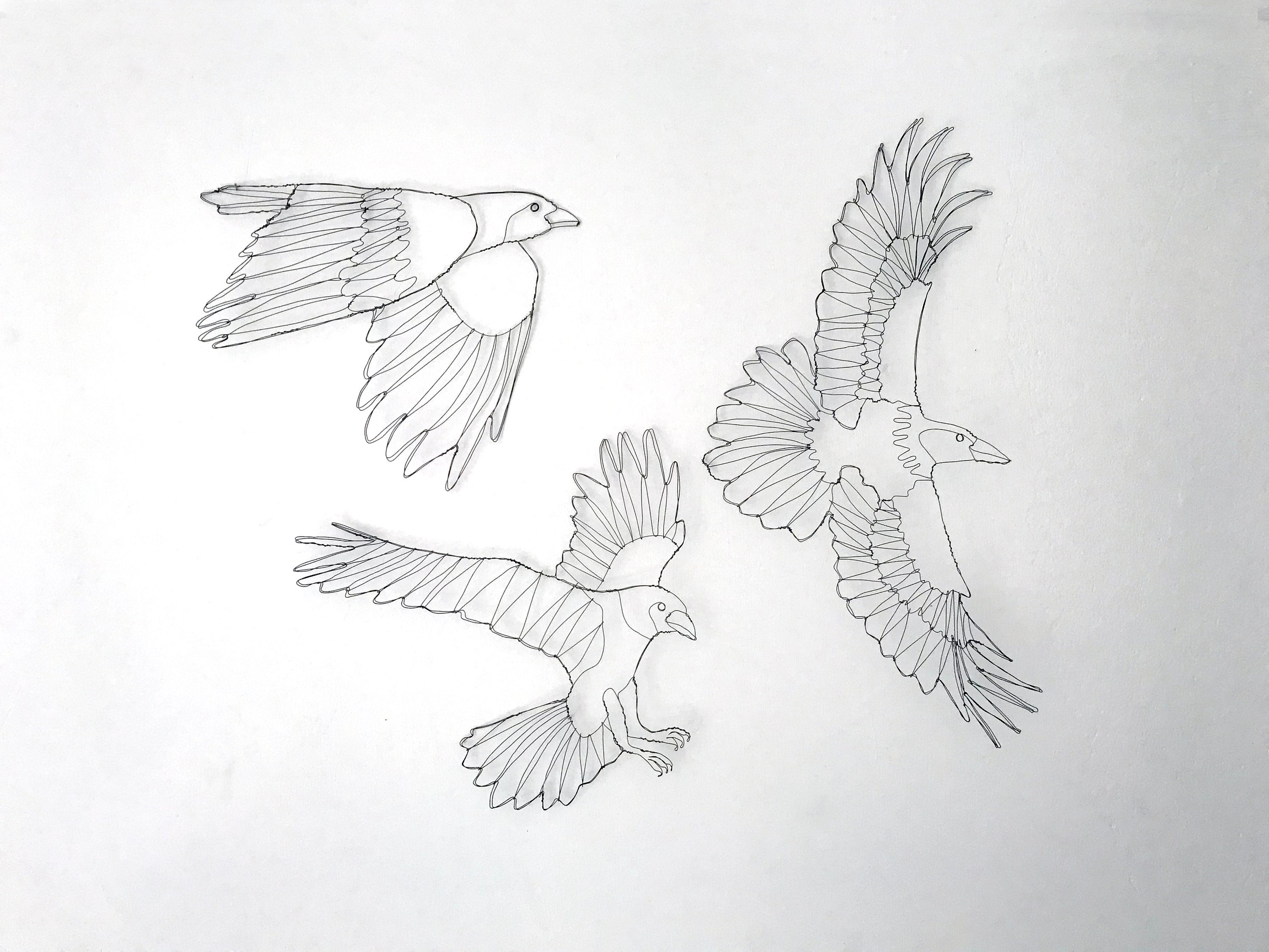 Three Crows in Flight Crow Sculpture Bird Sculpture Bird - Etsy UK