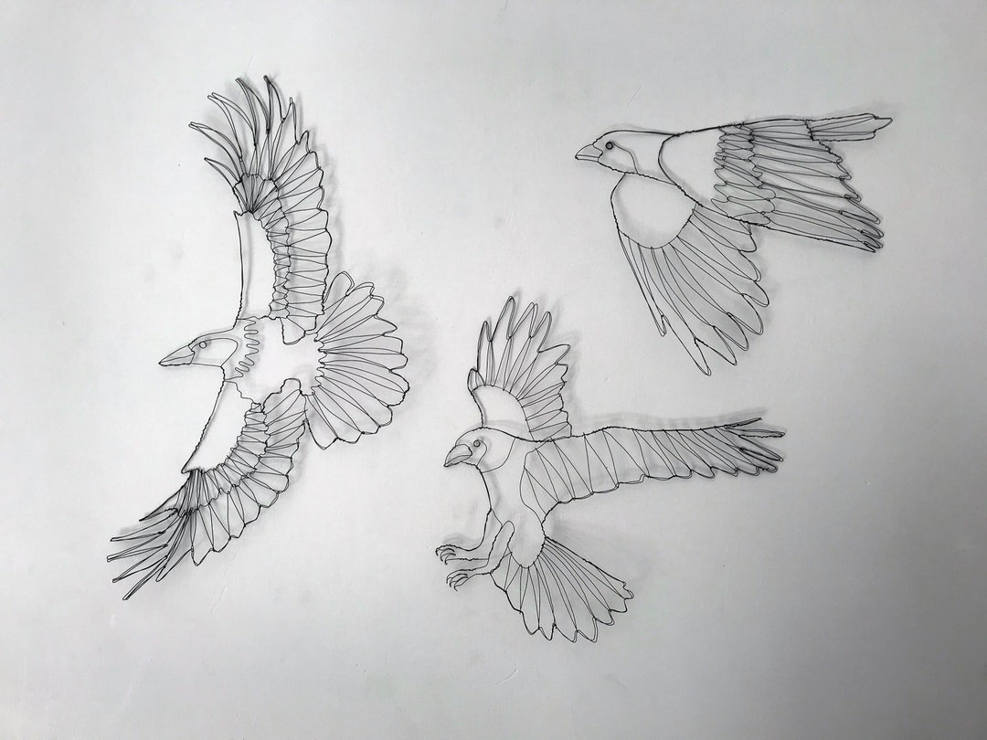 Three Crows in Flight, Crow Sculpture, Bird Sculpture, Bird Art, Bird ...