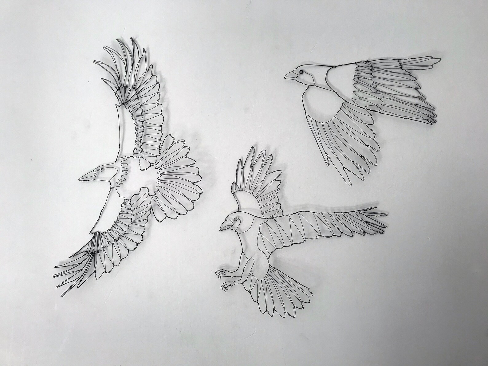 Three Crows in Flight Crow Sculpture Bird Sculpture Bird - Etsy UK