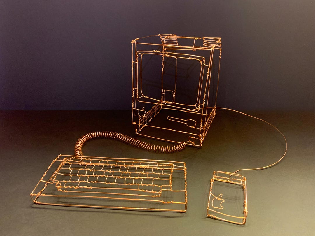 Early Retro Computer Sculpture, Metal Ornament, Gift for Tech Lovers ...