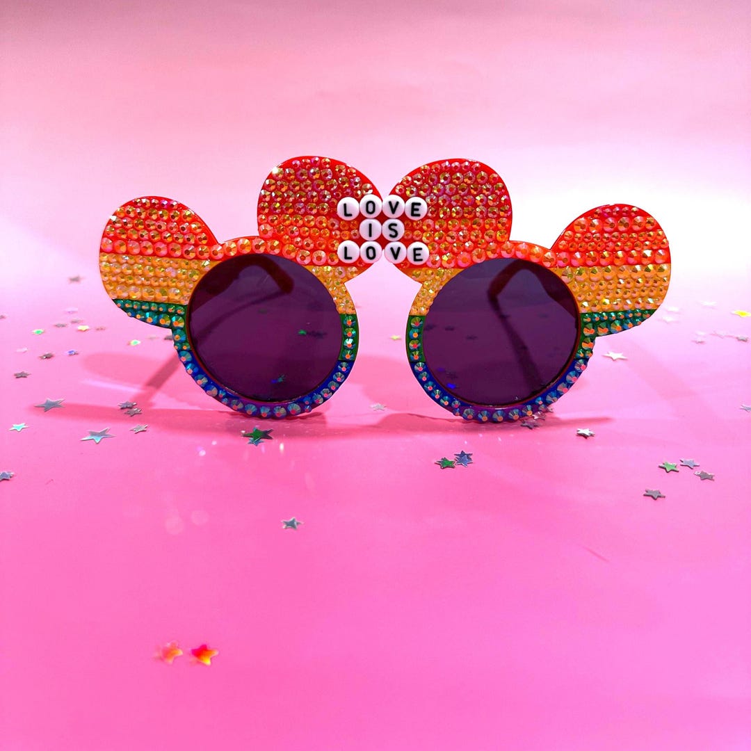 Bling Rhinestone Disney Pride Collection Novelty Sunglasses Rainbow ...
