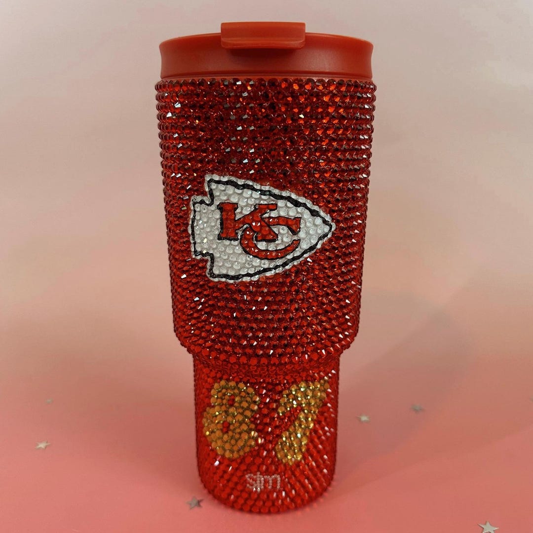 Bling Kansas City Chiefs Tumbler: 30 Oz Modern Rhinestone Tumbler - Etsy