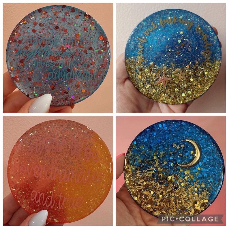 Taylor Swift Inspired Resin Coasters – Handmade Album & Era Coaster Set ...