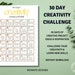 30 Day Creativity Challenge | Printable Checklist for Creative ...
