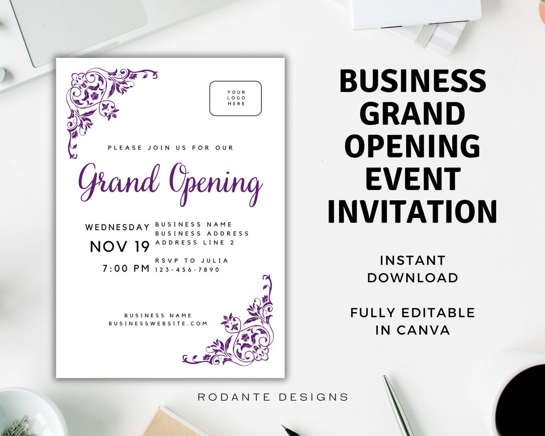 Business Grand Opening Invitation | Instant Download | Edit in Canva - Etsy