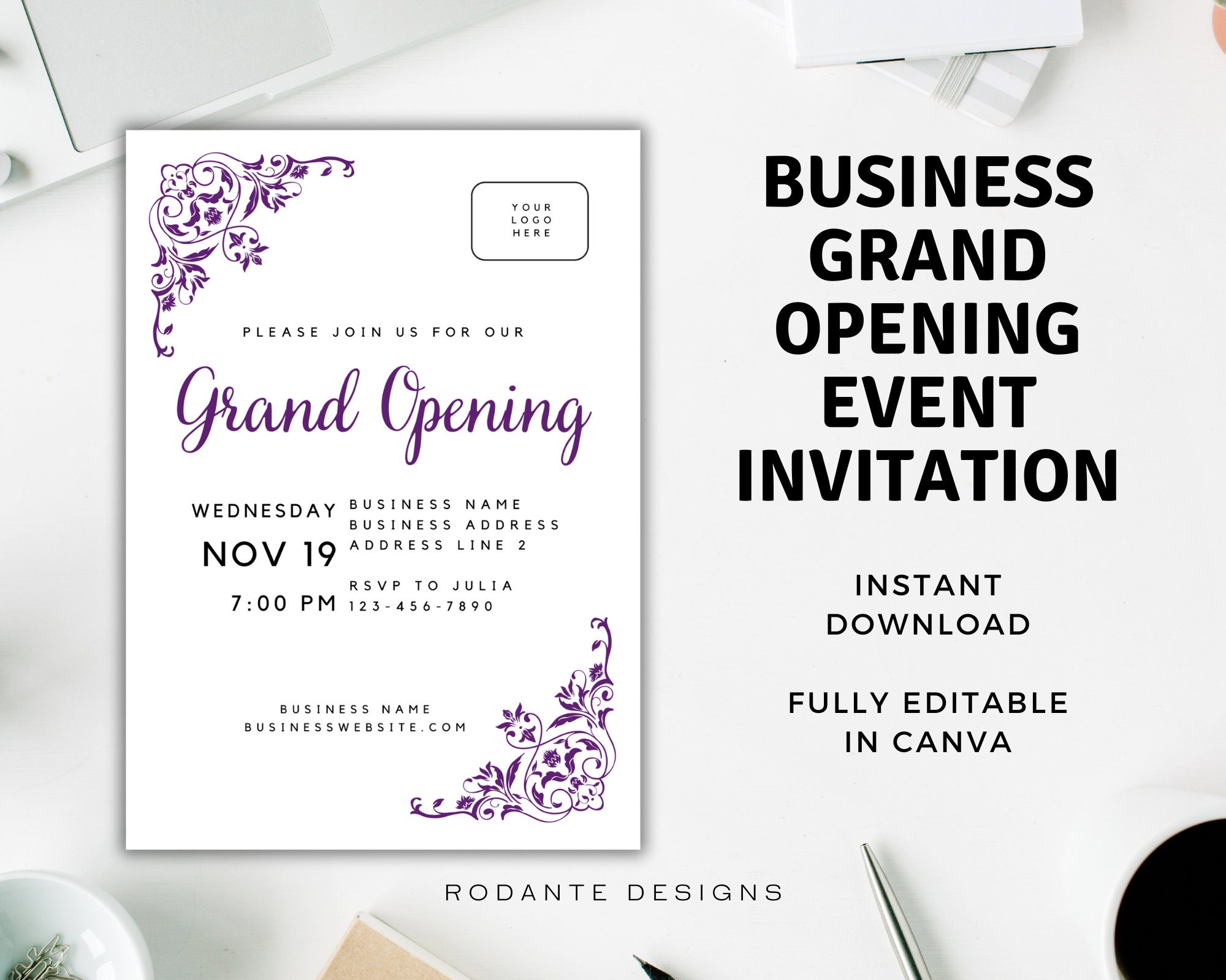 Business Grand Opening Invitation | Instant Download | Edit in Canva - Etsy