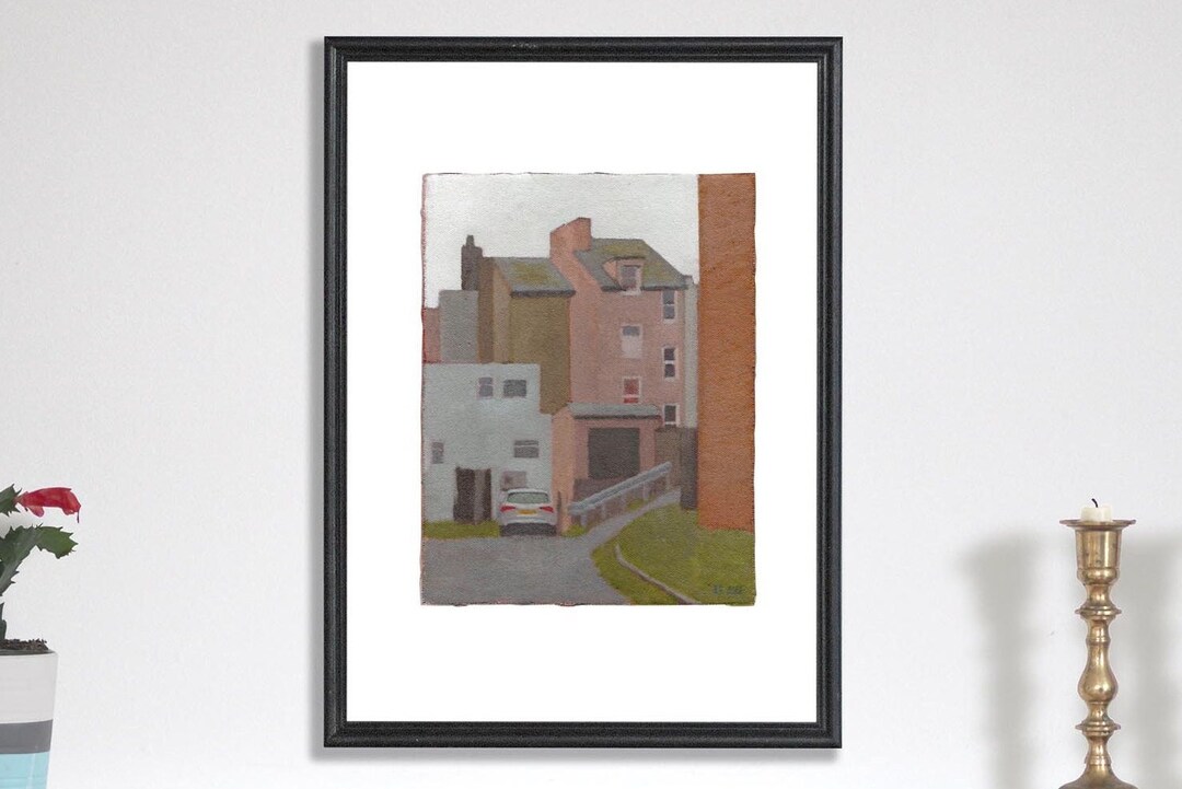 Back of Houses in Folkestone, Art Print, Town Art Print, Urban Drawing ...