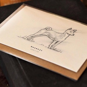 Basenji Greeting Card Beautifully Drawn Print Quality Card Stock. FREE ...