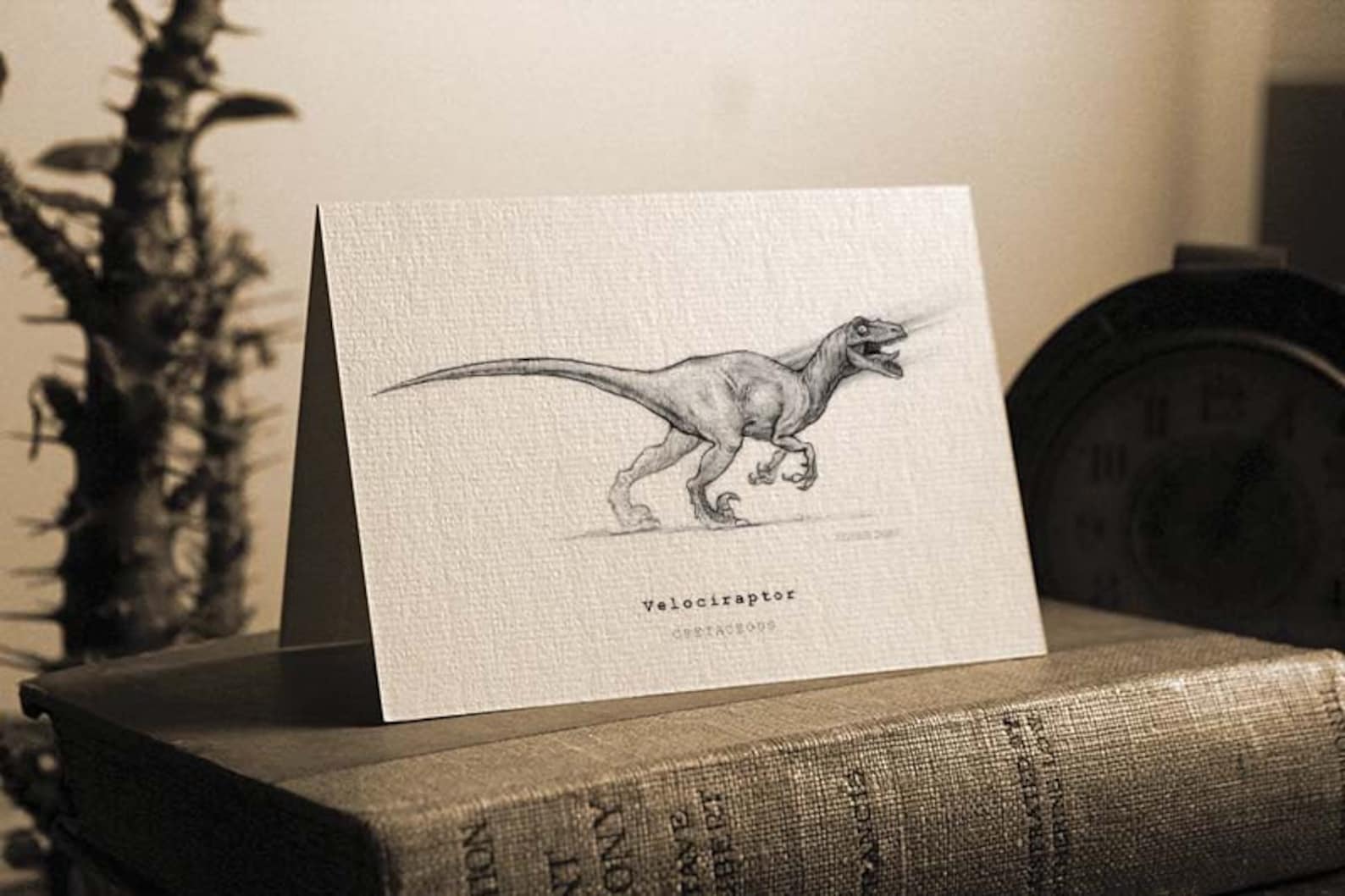 Velociraptor Greeting Card - Beautifully Drawn Print - Quality Card ...