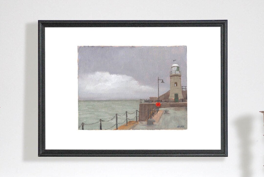 Lighthouse Folkestone Art Print, Lighthouse Art Print, Coastal Drawing ...