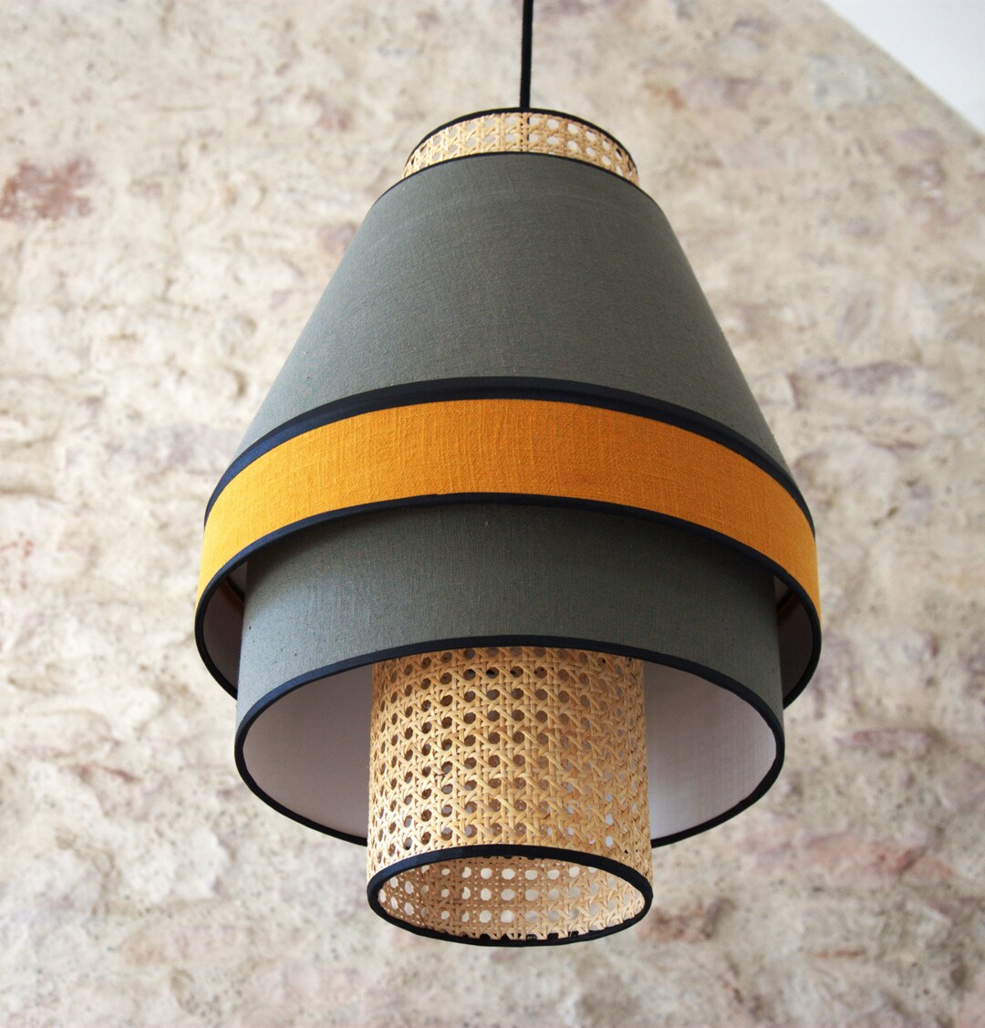 Ubud Triple Lampshade Pendant Light in Wickerwork and Washed - Etsy