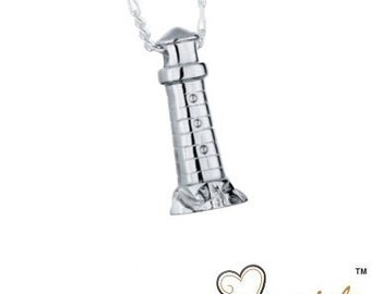 Lighthouse Cremation Urn Necklace. Lighthouse Pendant. Engrave ...