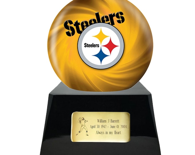 Football Cremation Urn With Optional Pittsburgh Steelers Ball Decor and ...