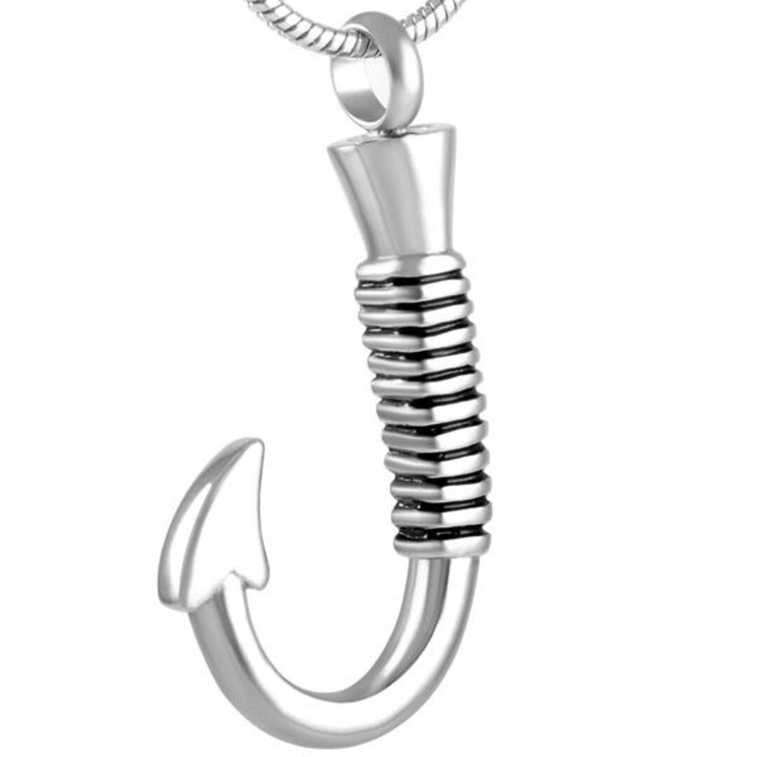 BOGO Fish Hook Cremation Necklace for Ashes: Stainless Steel Memorial ...