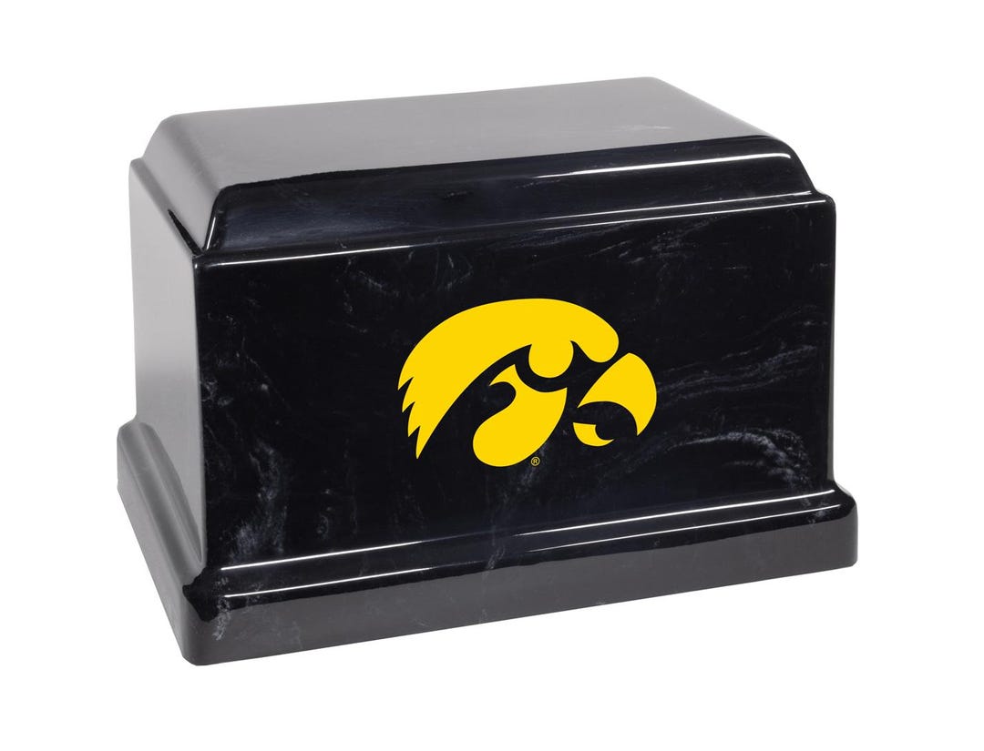 University of Iowa Black Cultured Marble Cremation Urn – Featuring the ...