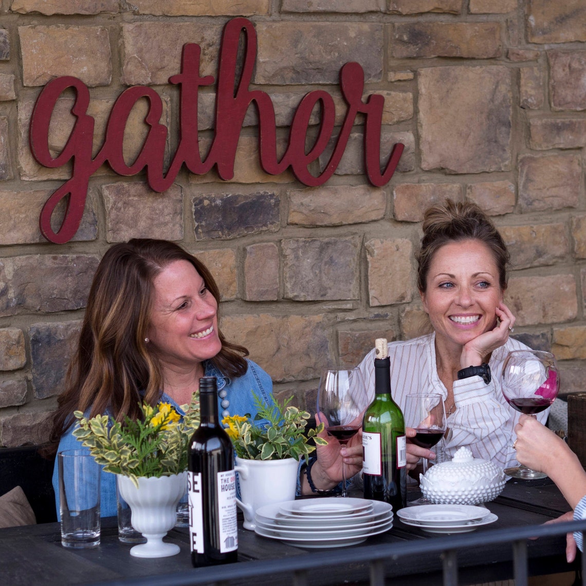 Gather Words Huge Cursive Wood Holidays Sign Decor | Etsy