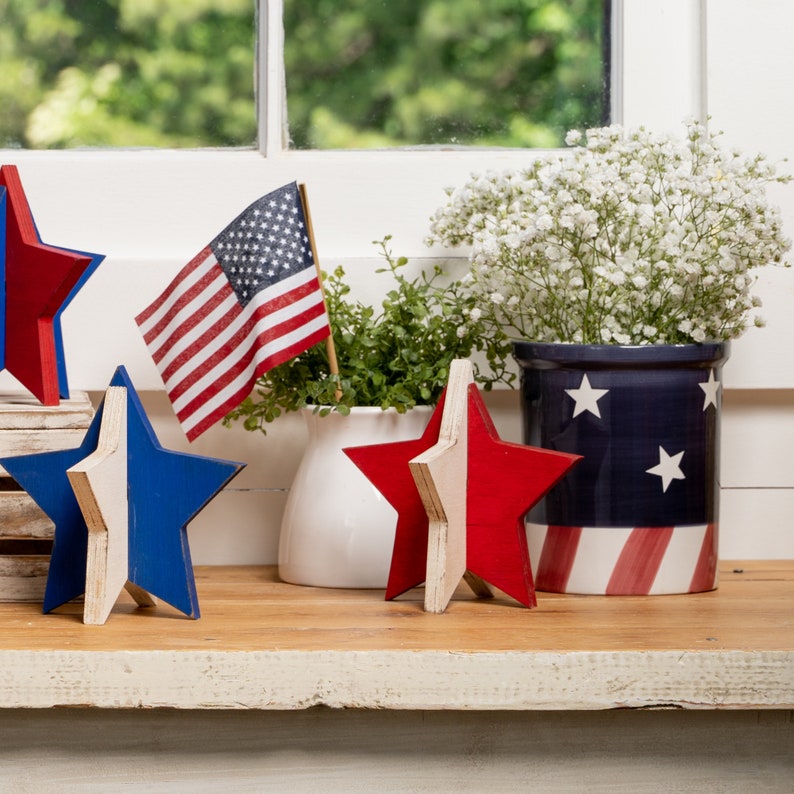 Slotted Star Decor Set of 3 Table Decor Unfinished DIY | Etsy