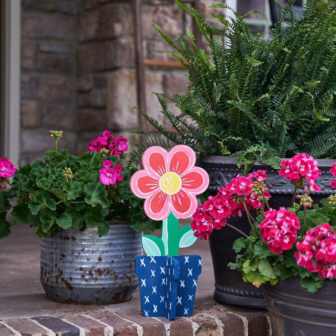 18 In. Slotted Standing Flower* Unfinished* Porch Decor* Springtime ...