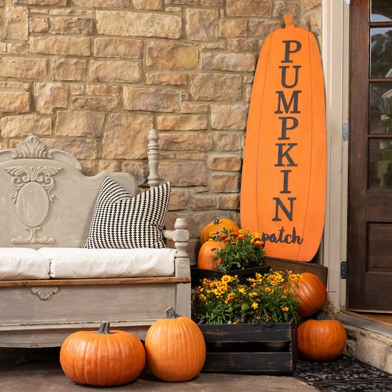 Fall DIY Pumpkin Front Door Sign 57 Tall Unfinished Wood | Etsy