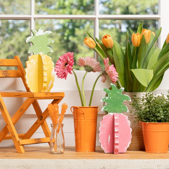 Slotted Pineapple Decor Set of 3 Table Decor Unfinished | Etsy