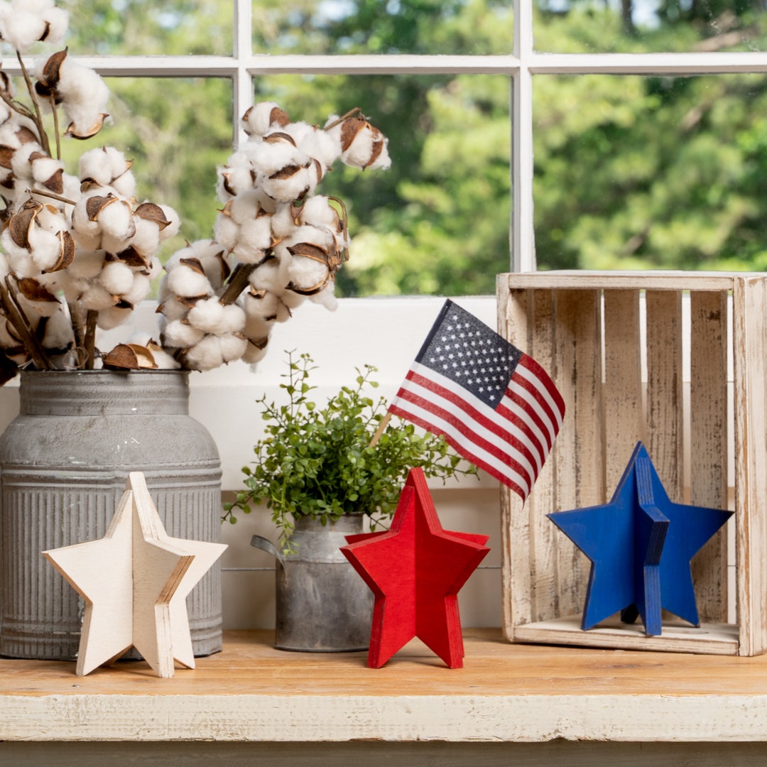 Slotted Star Decor Set of 3 Table Decor Unfinished DIY - Etsy