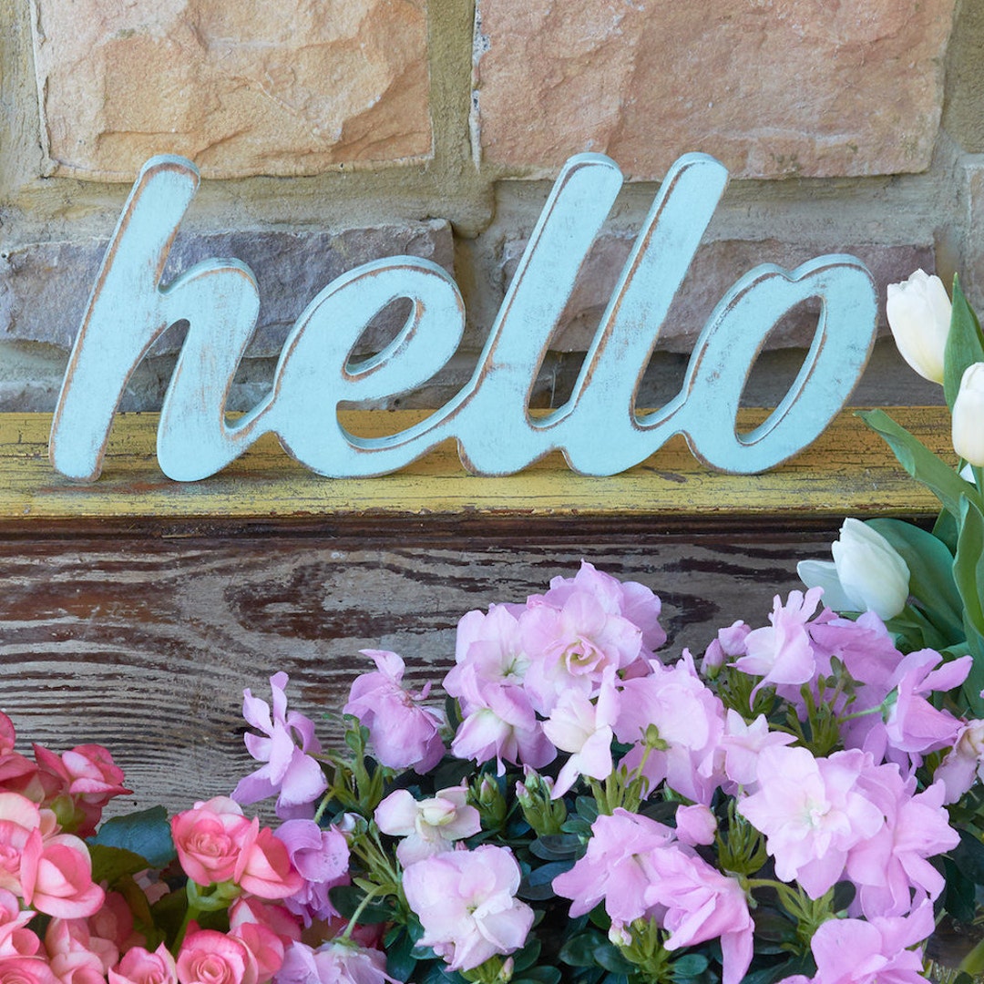 Cursive Hello (6 In.)* Custom* Words* Wood* Holidays* Sign* Decor* DIY ...